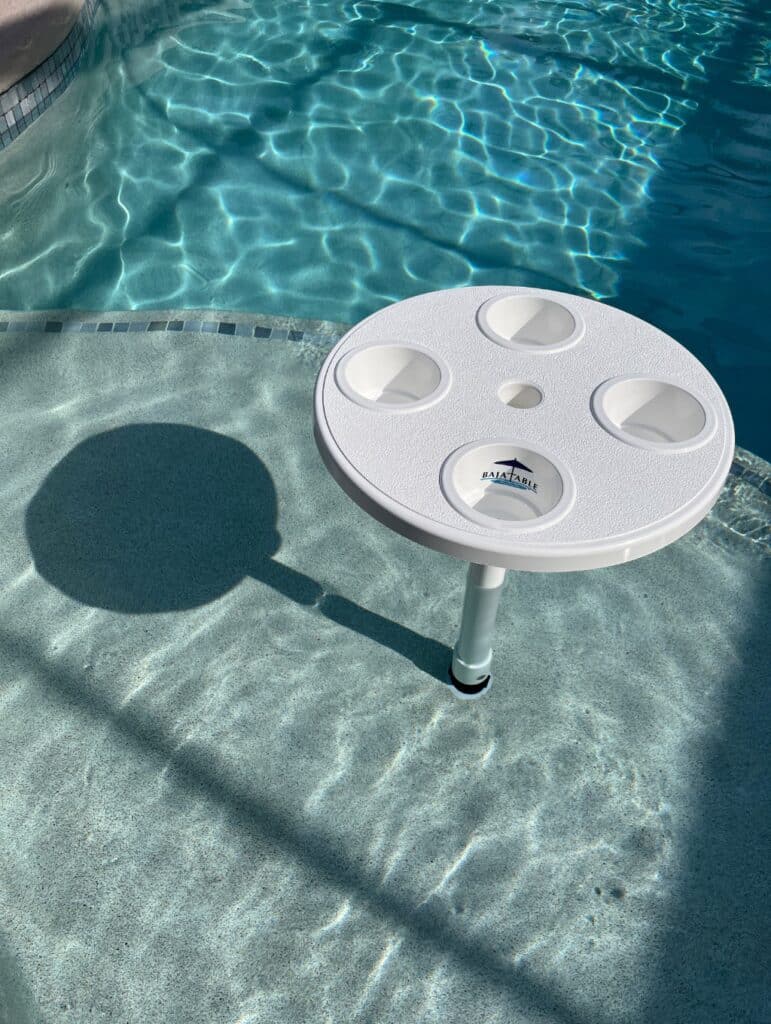 Baja Table Sun Shelf Umbrella Table for Ledge in Swimming Pool